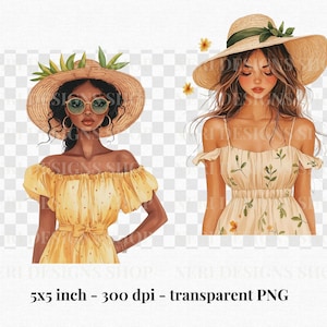 Casual Fashion Watercolor Clipart, Girl in Summer Style Outfit Free ...