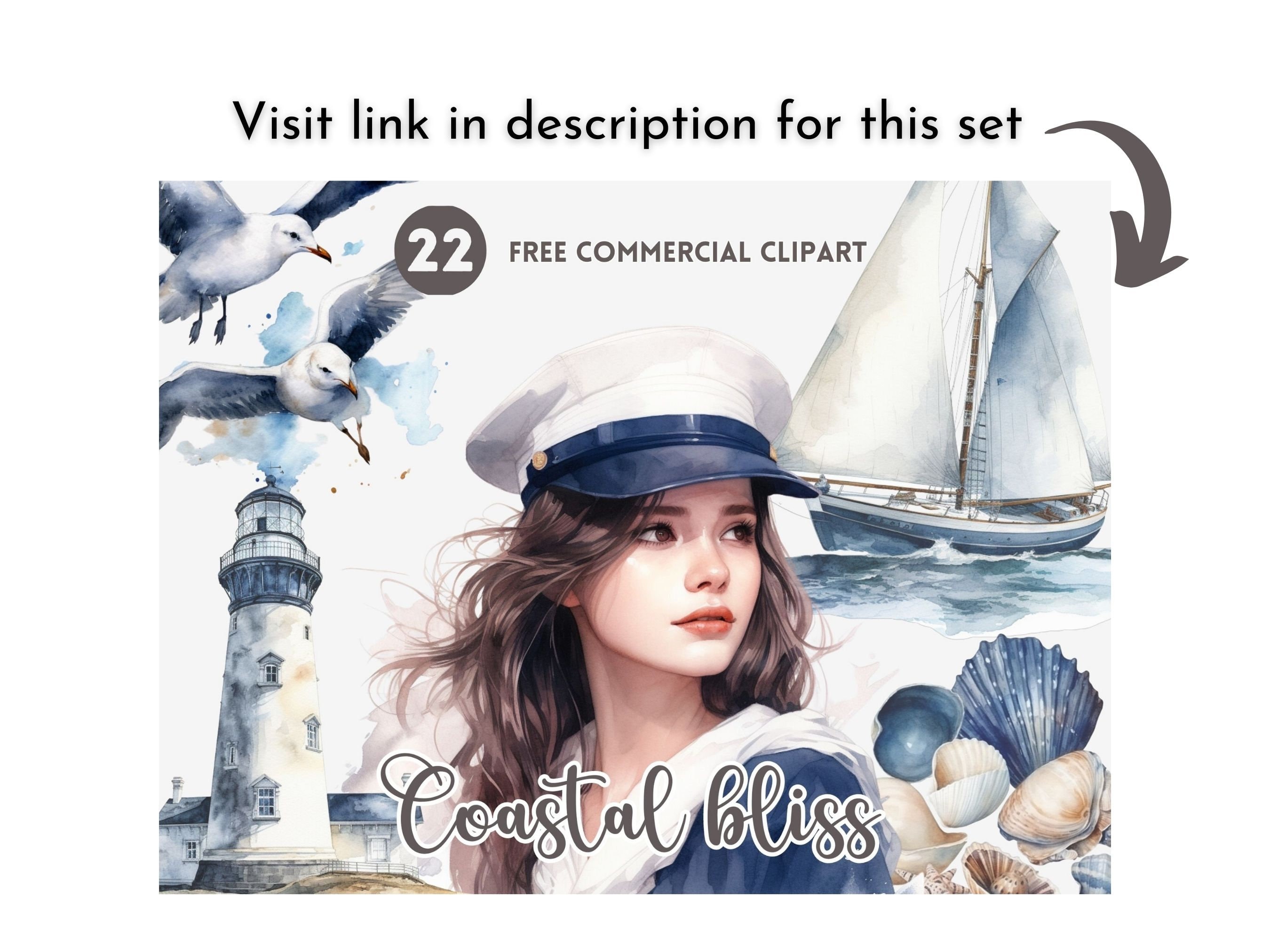 Beach Scene Watercolor Clipart Bundle Free Commercial Nature - Etsy