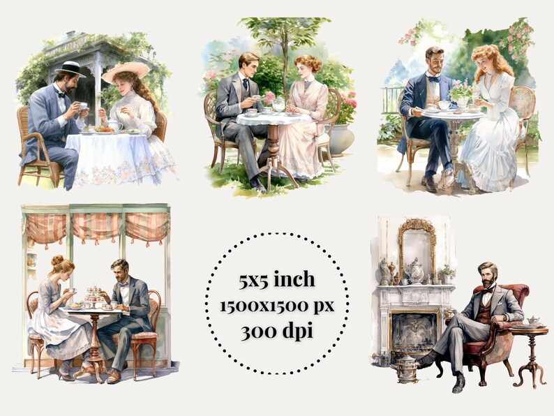 Vintage Tea Time Watercolor Clipart Bundle Classic Tea Lovers - Etsy