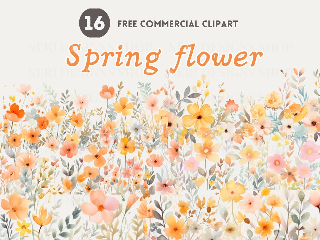 Wildflower Watercolor Clipart Bundle, Floral Border Free Commercial Set ...