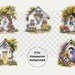 Floral Cottage Front Watercolor Clipart Bundle, Cozy Cottage Facade ...