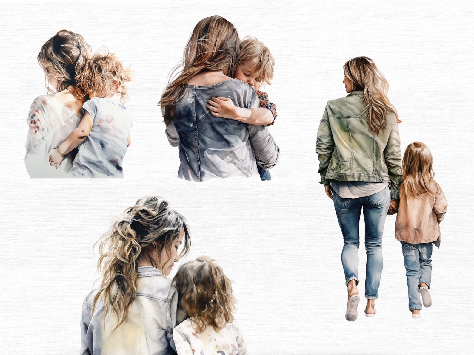 Mother and Child Watercolor Clipart Bundle Free Commercial Mom - Etsy