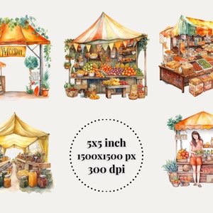 Fair Watercolor Clipart Bundle Market Stands Free Commercial Vendor ...