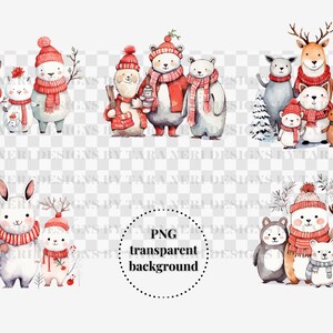 Winter Woodland Creature Watercolor Clipart Bundle, Christmas Forest ...