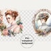 Vintage Lady Portrait With Floral Frame Watercolor Clipart Bundle ...