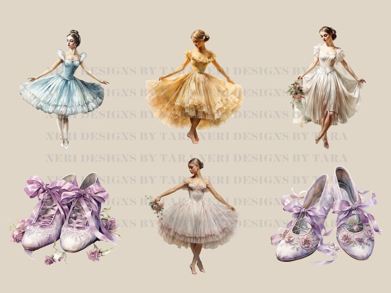 Vintage Dancing Watercolor Clipart Bundle Victorian Dancer - Etsy