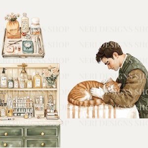 Veterinarian With Dog Watercolor Clipart Animal Doctor and Cat Free ...