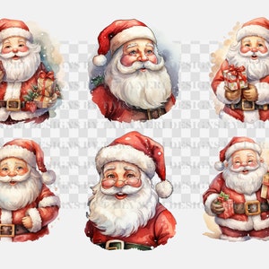 Jolly Santa Watercolor Clipart Bundle, Santa Claus Hold Present Free ...