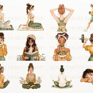 Wellness Lifestyle Watercolor Clipart, Fitness Free Commercial PNG ...