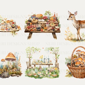 Spring Forest Watercolor Clipart Set Woodland Animal Free Commercial ...