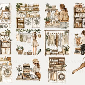 Laundry Day Watercolor Clipart, Washing Machine Free Commercial PNG ...