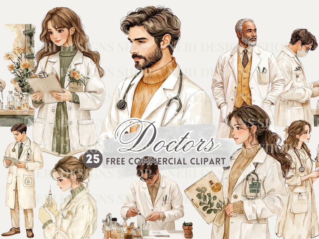 Doctor Watercolor Clipart, Medical Staff, Healthcare Free Commercial ...