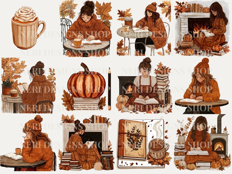 Cozy Writing in Fall Watercolor Clipart, Autumn Planner Notes Free ...