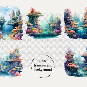 Coral Reef Watercolor PNG Clipart Bundle, Fish Free Commercial ...