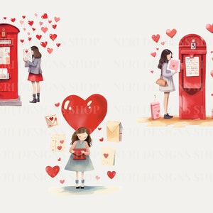 Love Letter Watercolor Clipart Bundle, Valentine's Day Romance Free ...