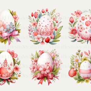 Easter Egg Watercolor Clipart Bundle, Floral Egg Free Commercial PNG ...