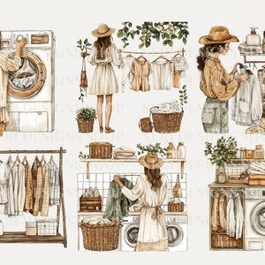 Laundry Day Watercolor Clipart, Washing Machine Free Commercial PNG ...