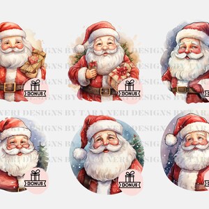 Jolly Santa Watercolor Clipart Bundle, Santa Claus Hold Present Free ...