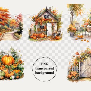 Autumn Garden Watercolor Clipart Bundle, Pumpkin Patch Free Commercial ...