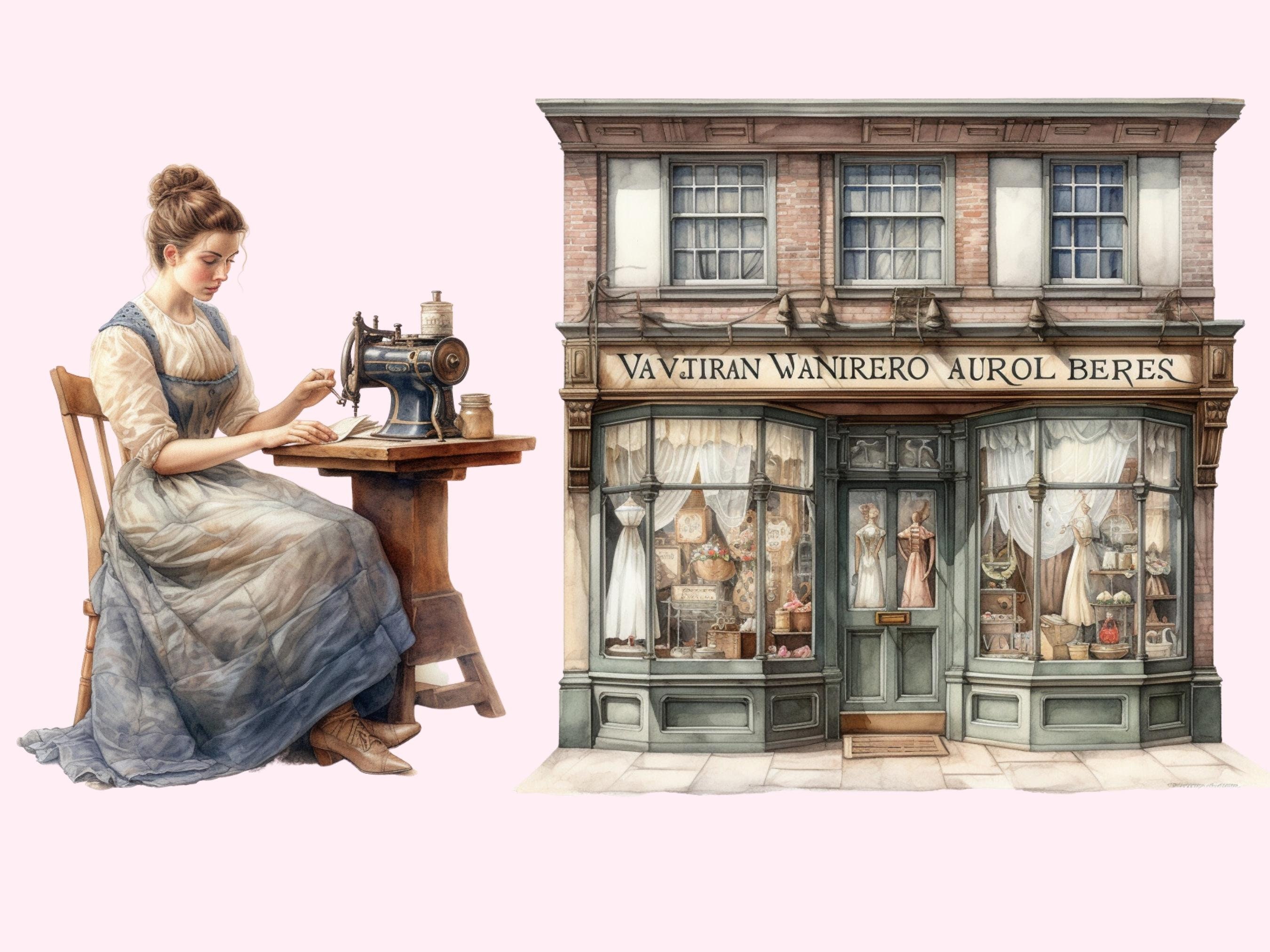 Vintage Tailoring Watercolor Clipart Bundle Victorian Fashion - Etsy