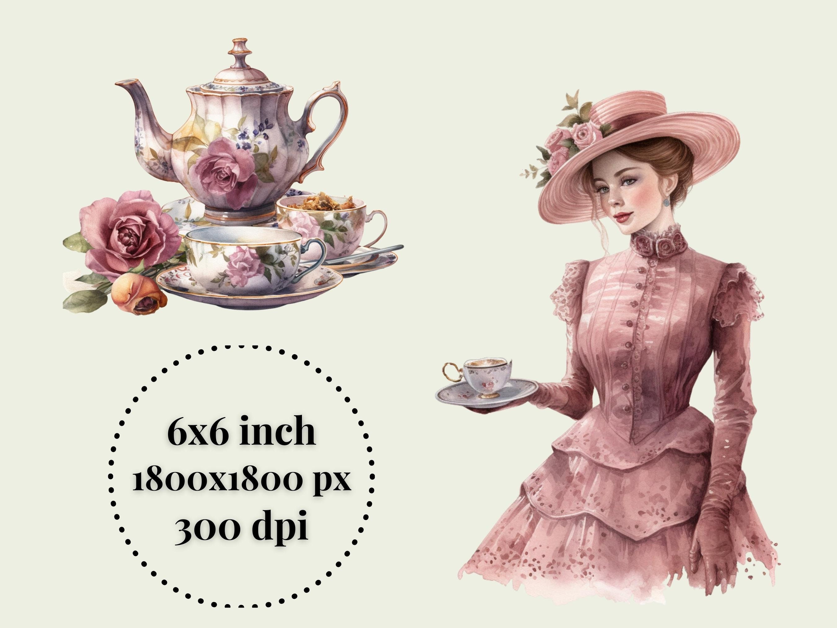 Vintage Rose Garden Tea Party Watercolor Clipart Bundle Free - Etsy