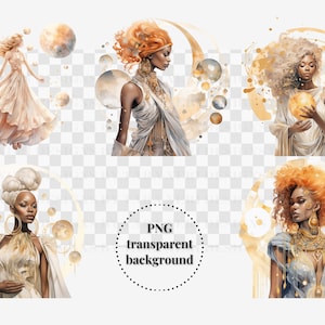 Celestial Lady Watercolor Clipart Bundle, Cosmic Goddess Free ...