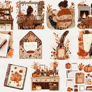 Cozy Writing in Fall Watercolor Clipart, Autumn Planner Notes Free ...