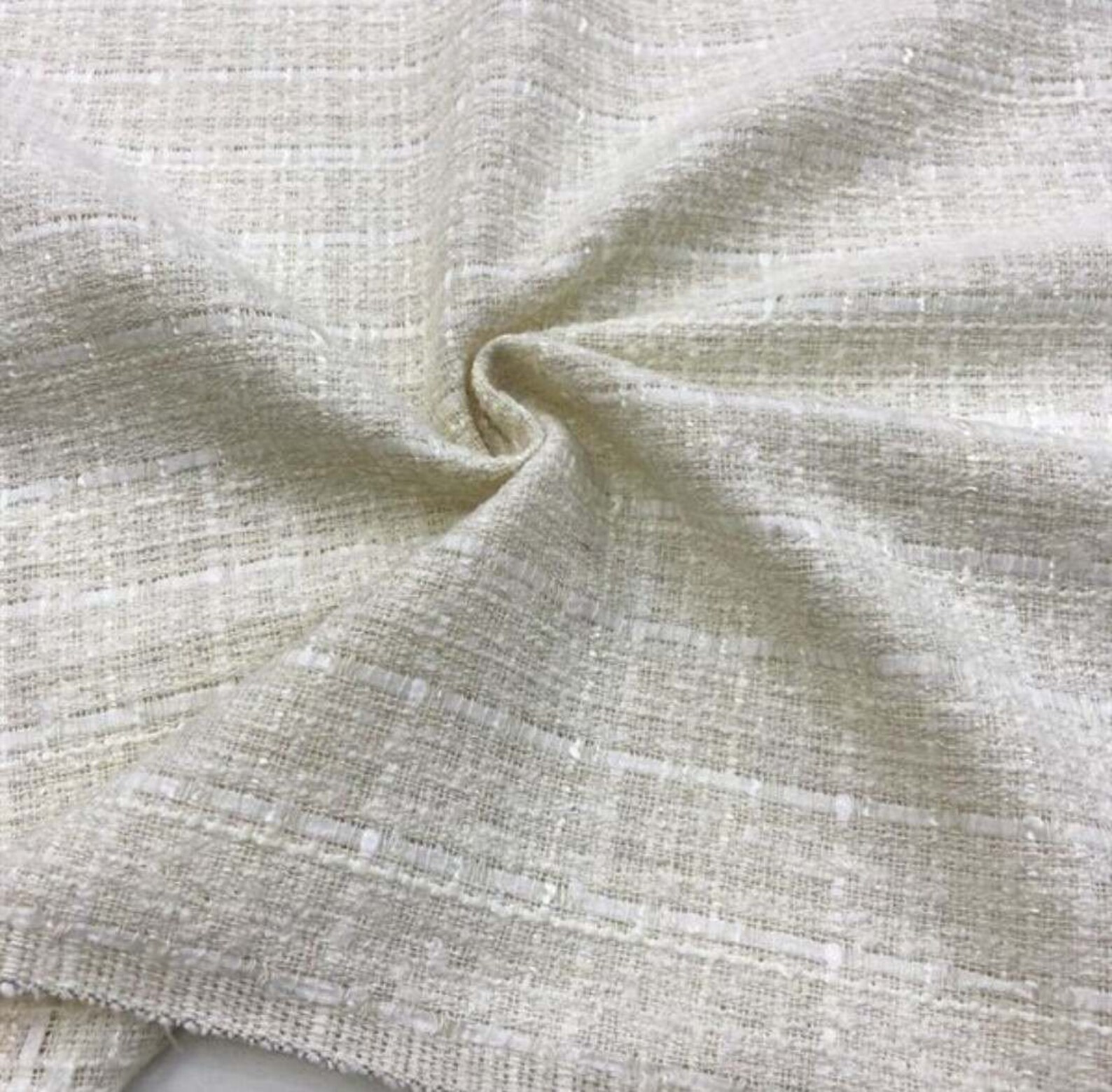 Ecru Color Tweed Wool Fabric, Knitted, Thick, Coat, Dress, Skirt ...