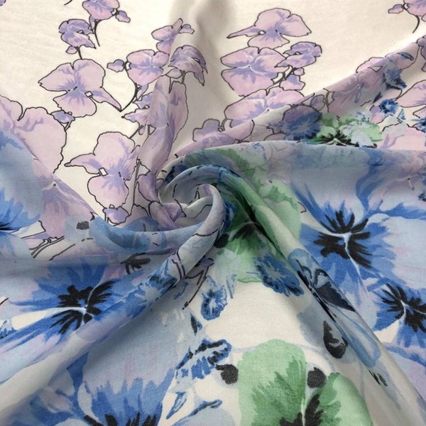 Floral Silk Fabric - Etsy