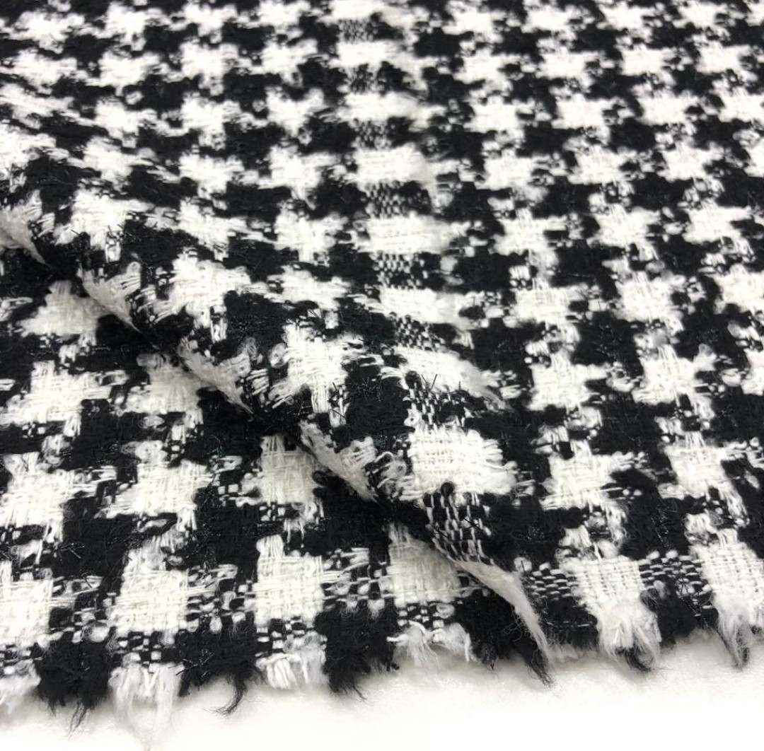Tweed Fabric,white&black Plaid Pattern,thick,wool Blended Autumn and ...