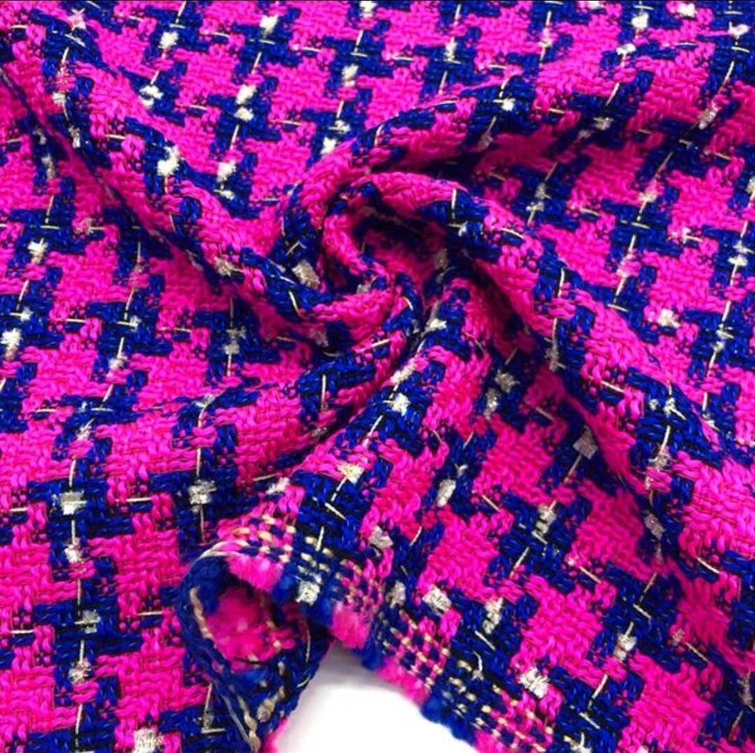 Pink Tweed Wool Fabric, Knitted, Thick, Coat, Dress, Skirt, Autumn and ...