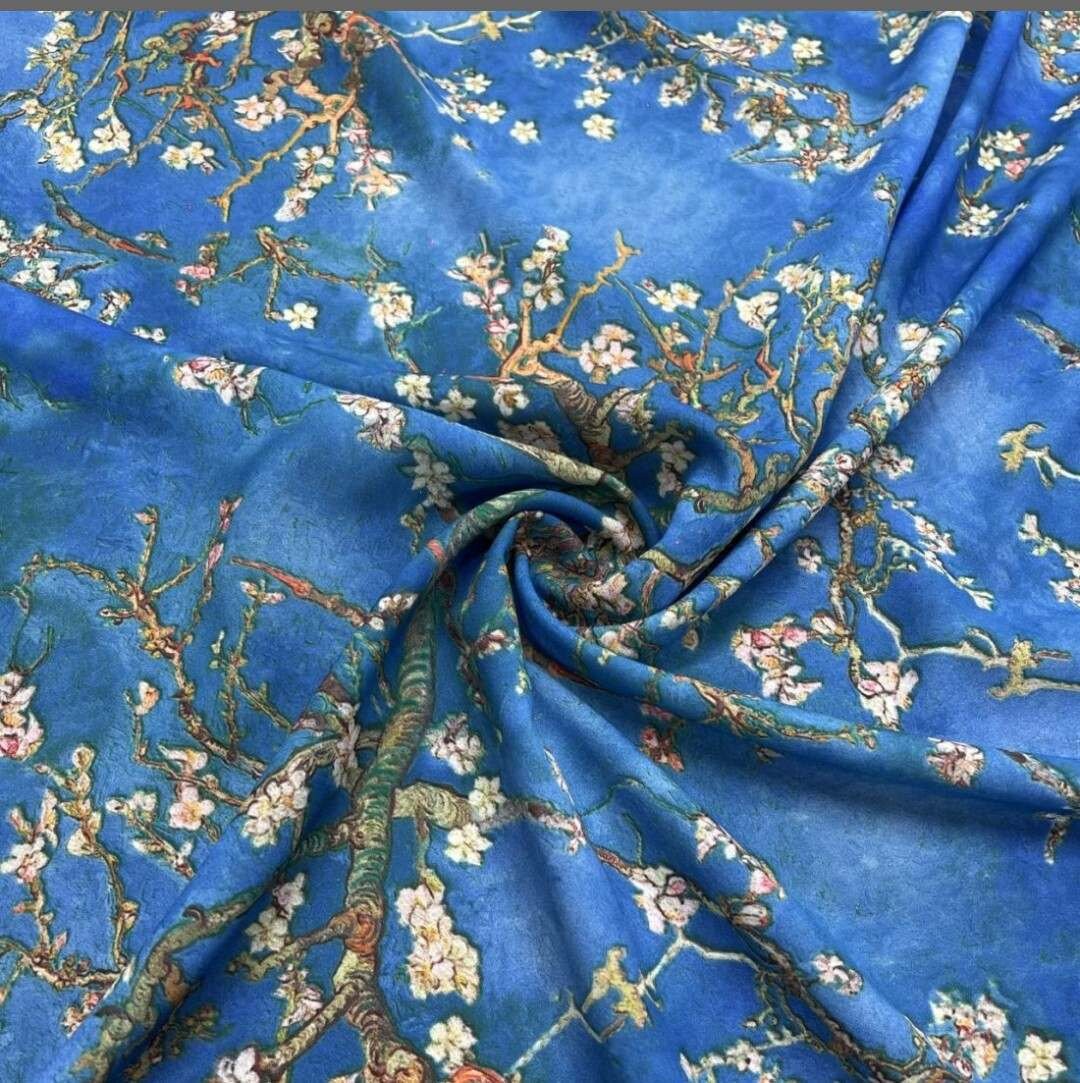 Patterned Georgette Crepe Fabric Green, Luxury Brand Silky Fabric, Soft ...