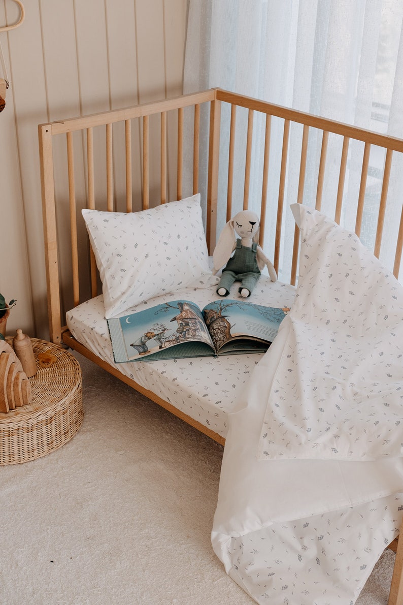 Baby Bed Linen Set, Organic Cotton Poplin Baby Bed Linen Set Duvet ...