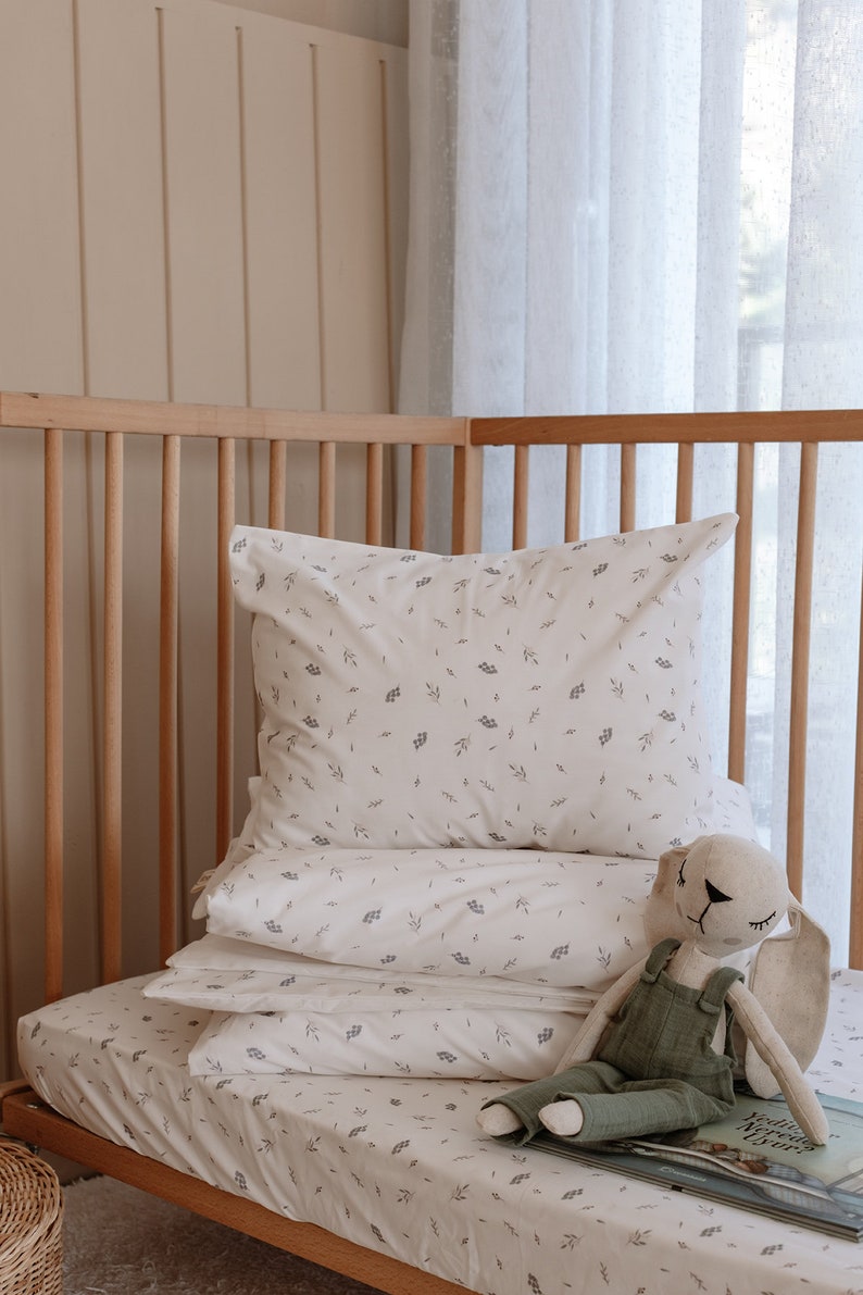 Baby Bed Linen Set, Organic Cotton Poplin Baby Bed Linen Set Duvet ...