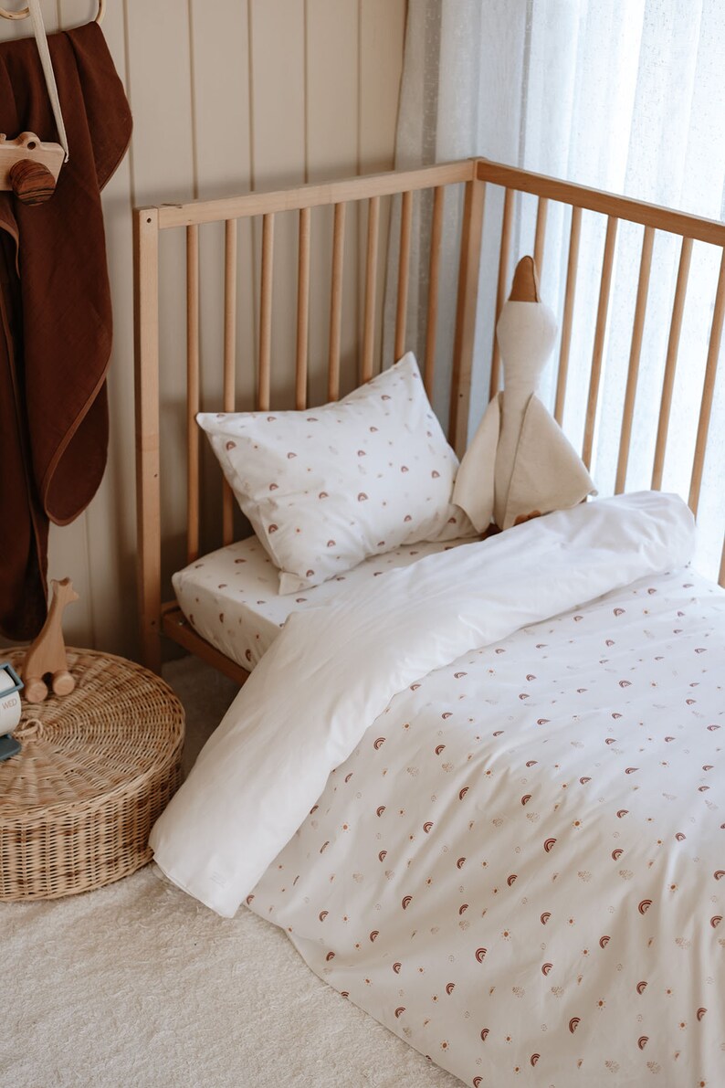 Baby Bed Linen Set, Organic Cotton Poplin Baby Bed Linen Set Duvet ...