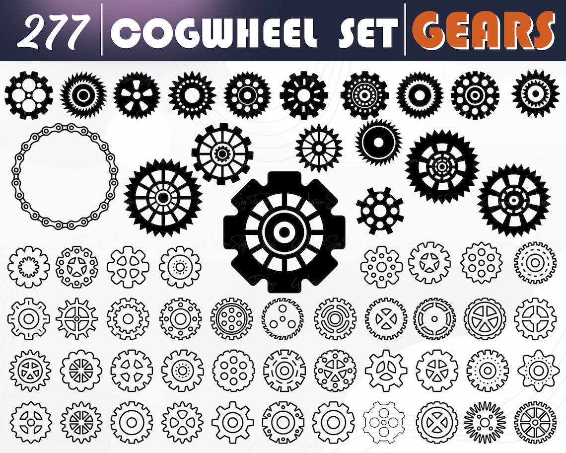 Cogwheel Set - Gears Svg, Gears Clipart, Gear Silhouette, Gear Svg ...