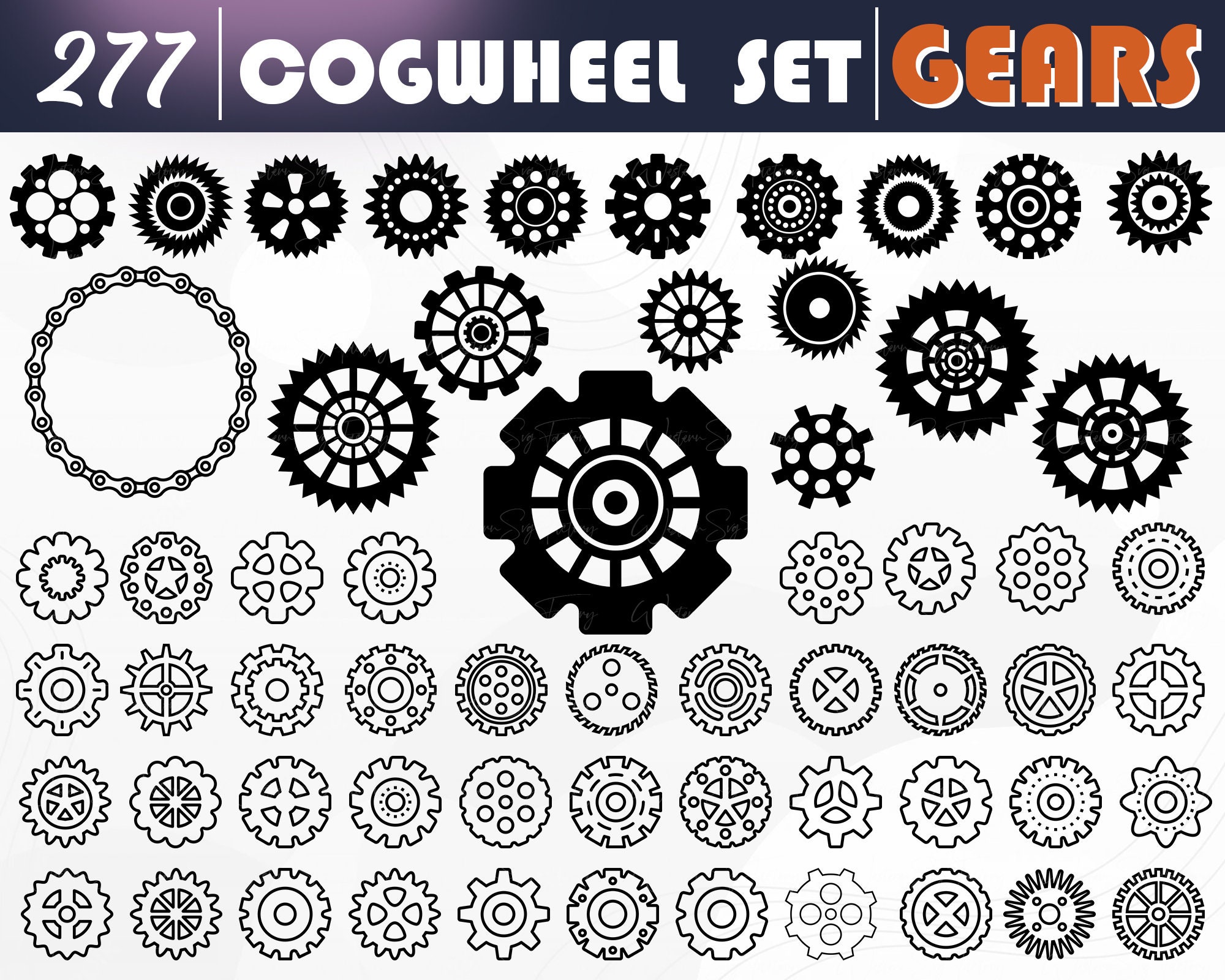 Cogwheel Set - Gears Svg, Gears Clipart, Gear Silhouette, Gear Svg ...