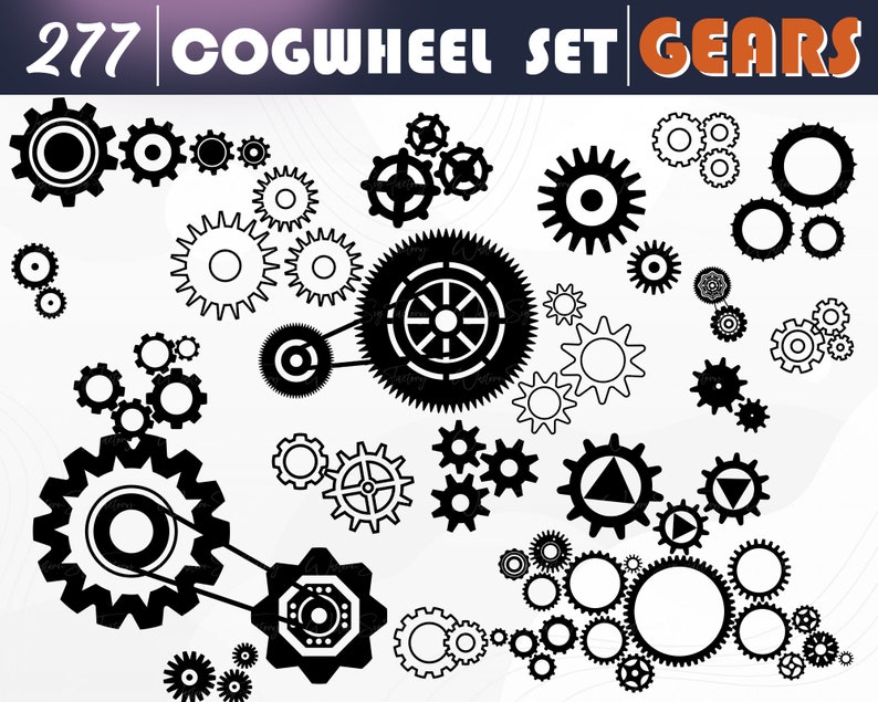Cogwheel Set - Gears Svg, Gears Clipart, Gear Silhouette, Gear Svg ...