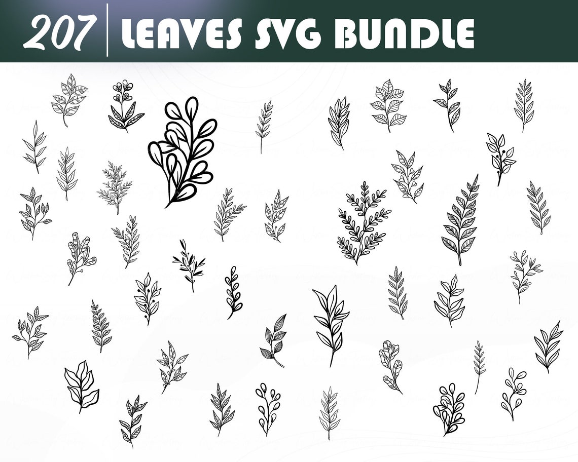 Leaves SVG - 207 Leaves Svg Bundle, Leaf Svg, Branch Svg, Wedding ...