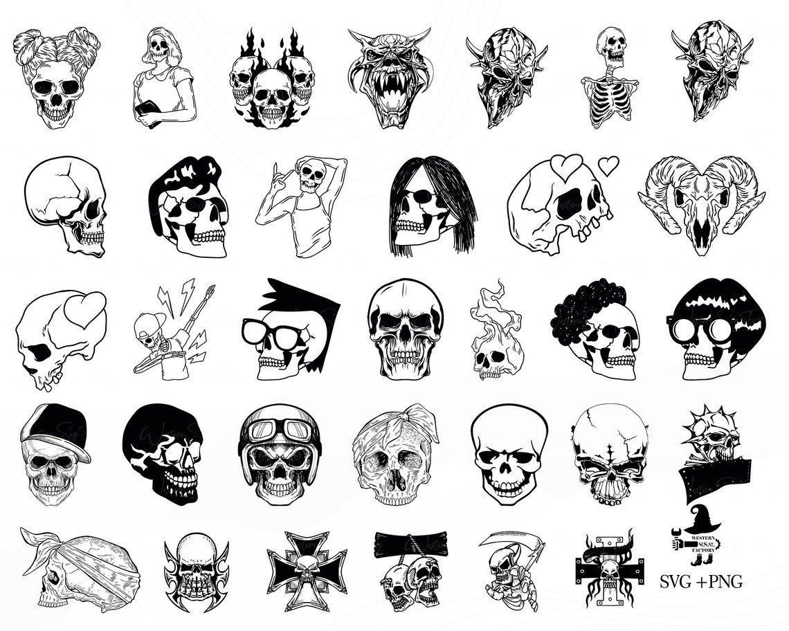 Skull Collection SVG - Skul Svg, Skull Design, Skull Clipart, Skull ...