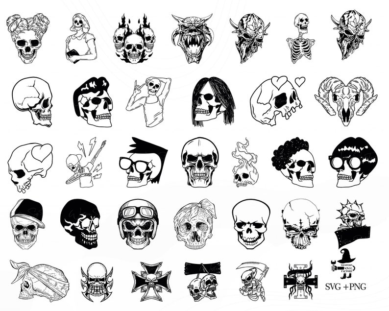 Skull Collection SVG - Skul Svg, Skull Design, Skull Clipart, Skull ...