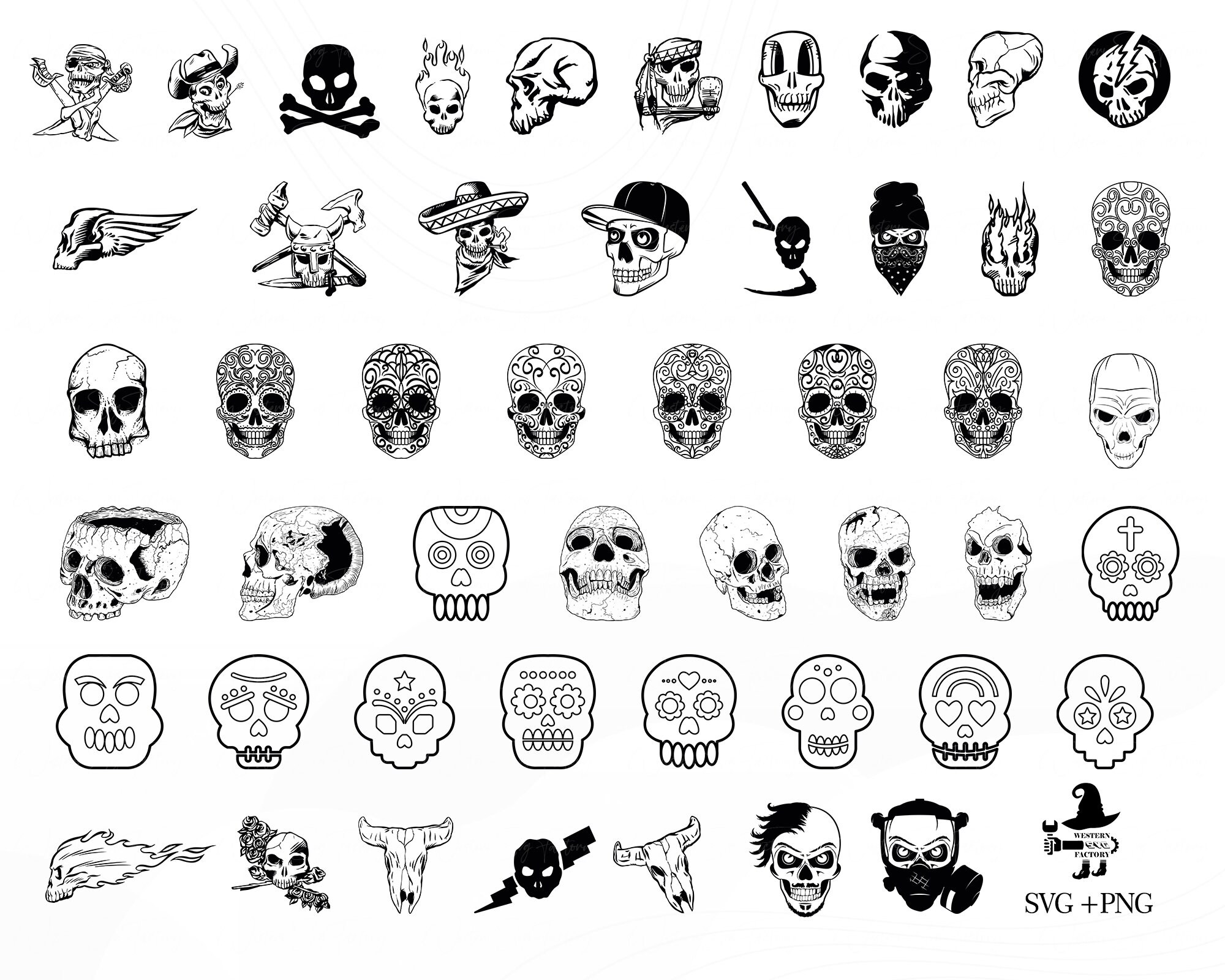 Skull Collection SVG - Skul Svg, Skull Design, Skull Clipart, Skull ...