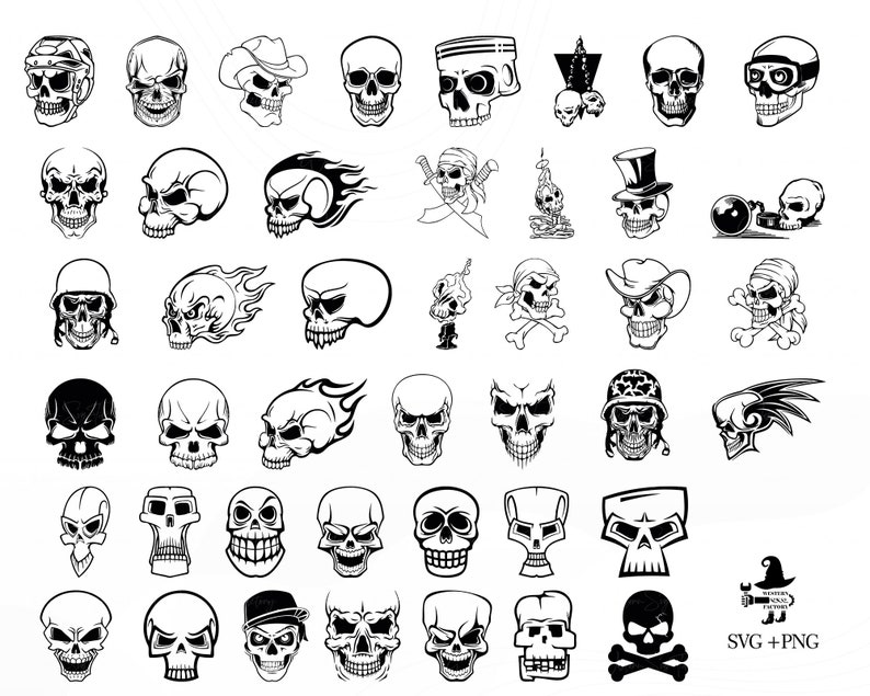 Skull Collection SVG - Skul Svg, Skull Design, Skull Clipart, Skull ...