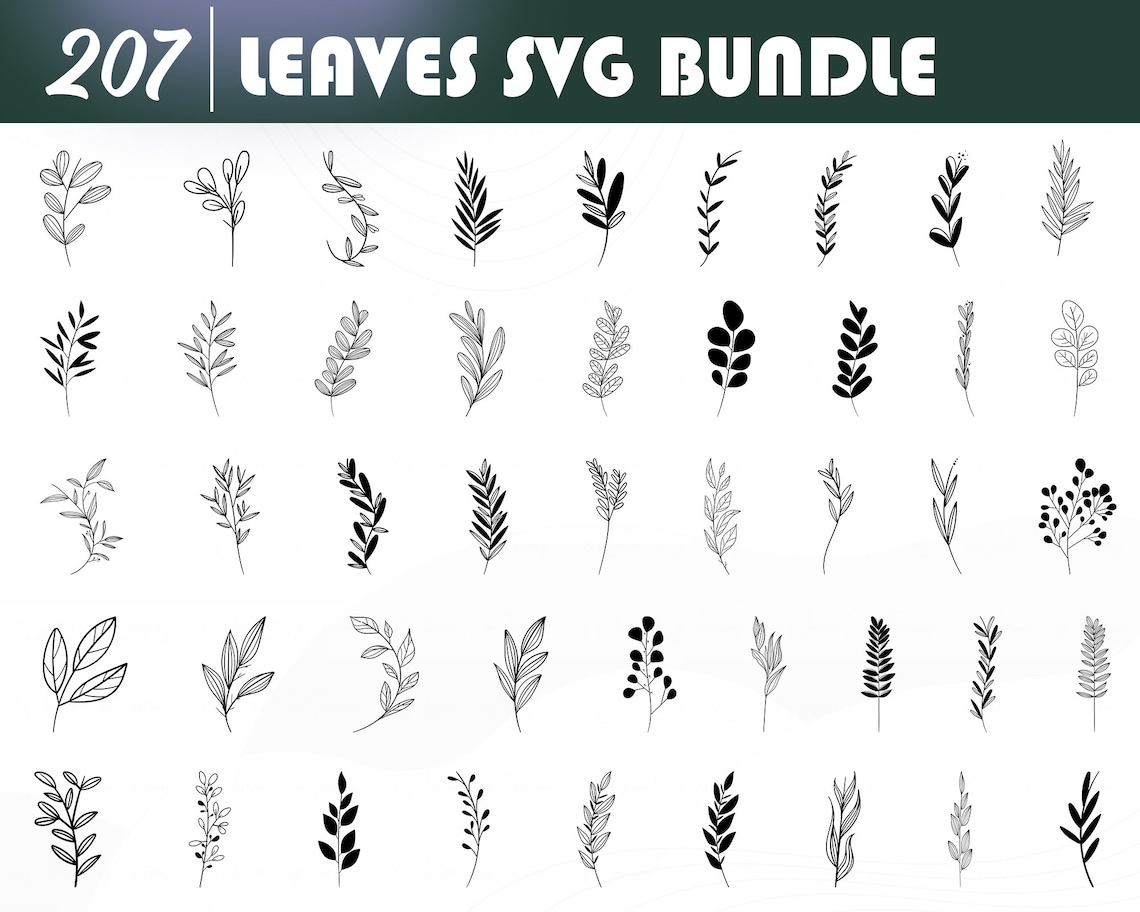 Leaves SVG 207 Leaves Svg Bundle, Leaf Svg, Branch Svg, Wedding Leaves ...