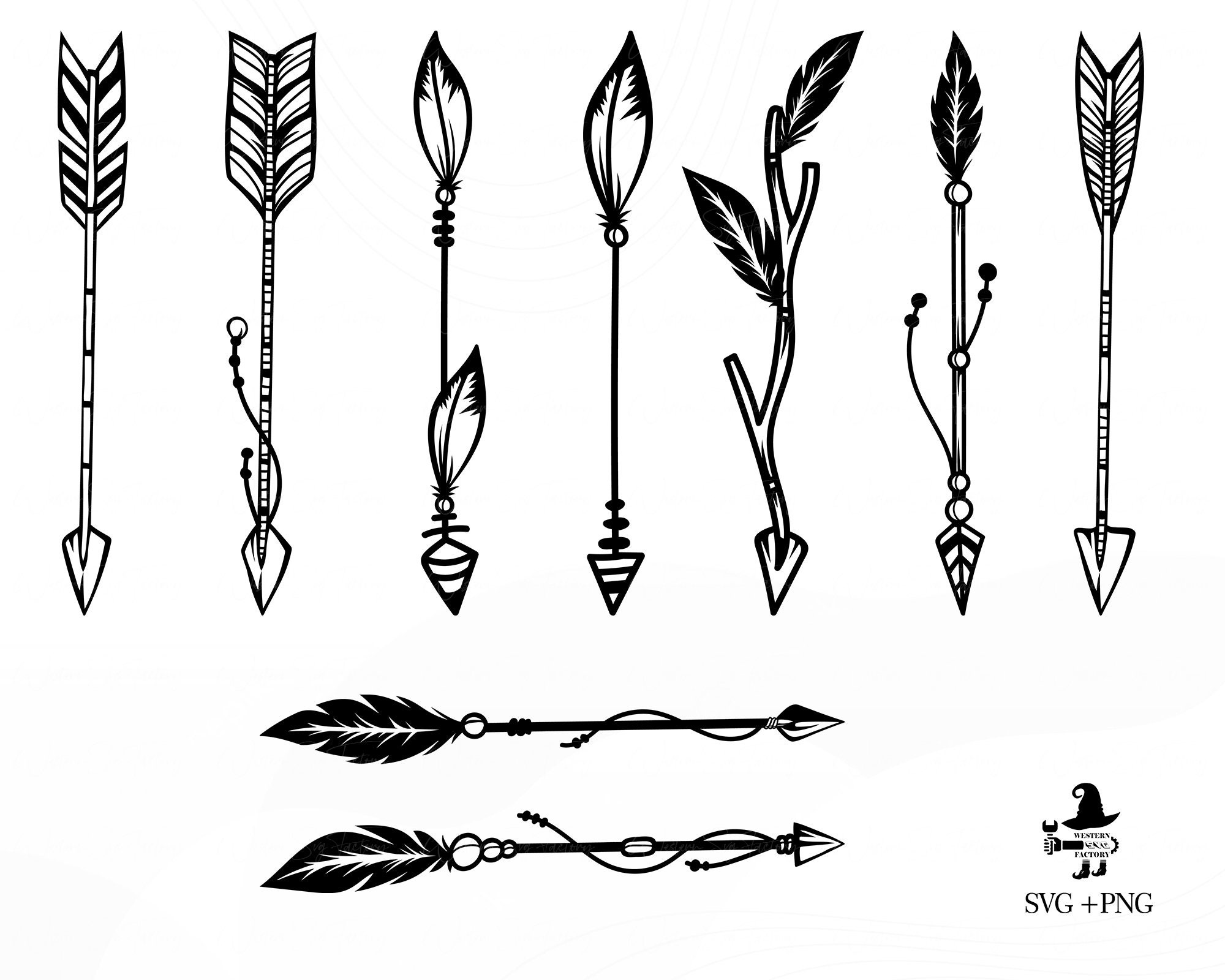 Arrow SVG, Decorative Arrows Svg, Boho Arrow Clipart, Hand Drawn Arrow ...