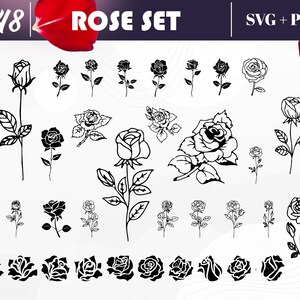 Rose SET - 248 Rose SVG, Rose Silhouette, Rose Clipart, Roses Svg, Rose ...
