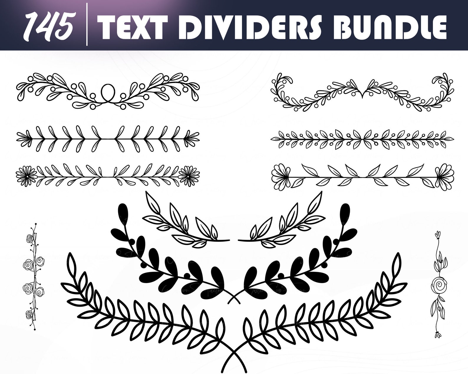Text Dividers Bundle - Dividers Svg, Text Dividers Svg, Divider Svg ...