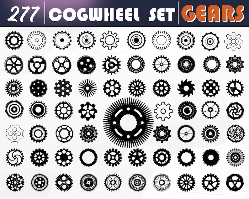 Cogwheel Set - Gears Svg, Gears Clipart, Gear Silhouette, Gear Svg ...