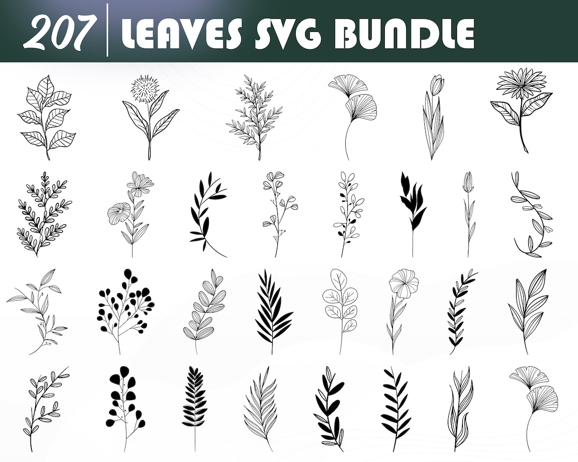 Leaves SVG 207 Leaves Svg Bundle, Leaf Svg, Branch Svg, Wedding Leaves ...