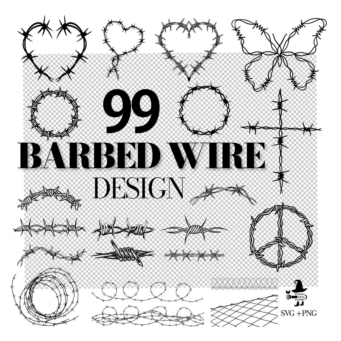 Barbed Wire Design - Barbed Wire Svg, Barbed Heart Svg, Barbed Wire ...